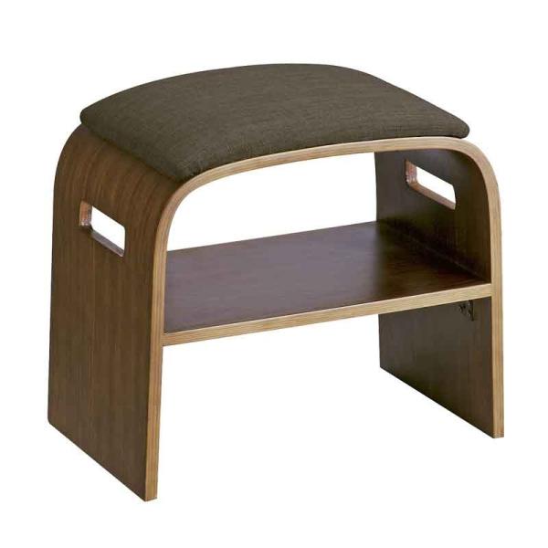 商品発送元：おしゃれな家具やインテリア収納　ガンモマーケット生活・インテリア・文具、イス、スツール背もたれなしインテリア性の高い天然木突板の曲げ木を使用した玄関チェア。木目の美しい曲げ木と座り心地の良いファブリックの座面、便利な収納棚付きで...