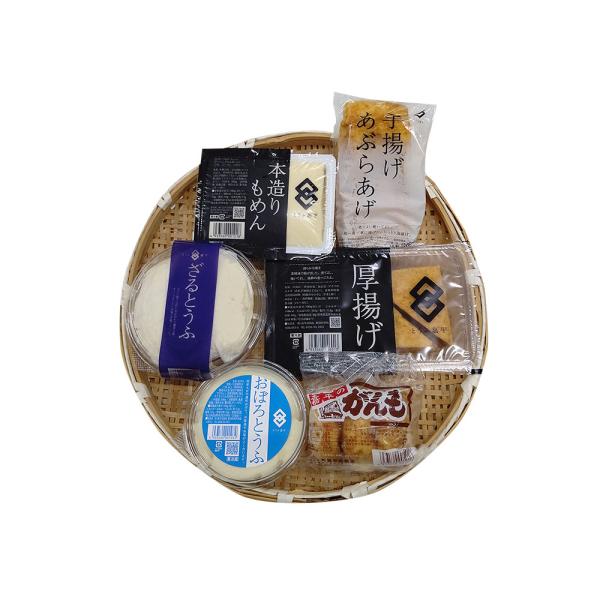 商品発送元：ガタ市フード・菓子、その他食品定番商品のお得なセットプラン生産地燕市発送日目安3〜５日後発送商品内容・本造りもめん(絹の場合あり)・ざるとうふ・おぼろとうふ・手揚げ油揚げ×各1個・厚揚げ/がんも×(各3個入れ1袋)発送時期通年