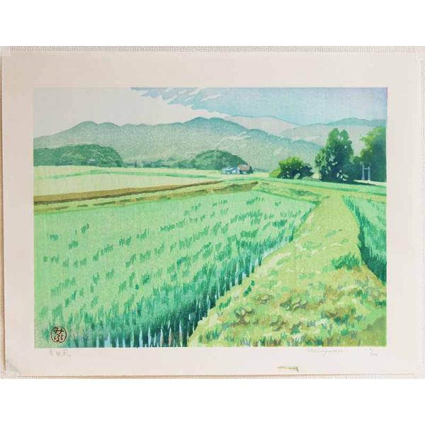 商品発送元：木版画 芸艸堂　Woodblock print UNSODOSpring breeze rice fieldおもちゃ・ホビー・ゲーム、アート・美術品・骨董品・民芸品、絵画、版画自刻　自摺り　オリジナル木版画1973年　福岡県生ま...