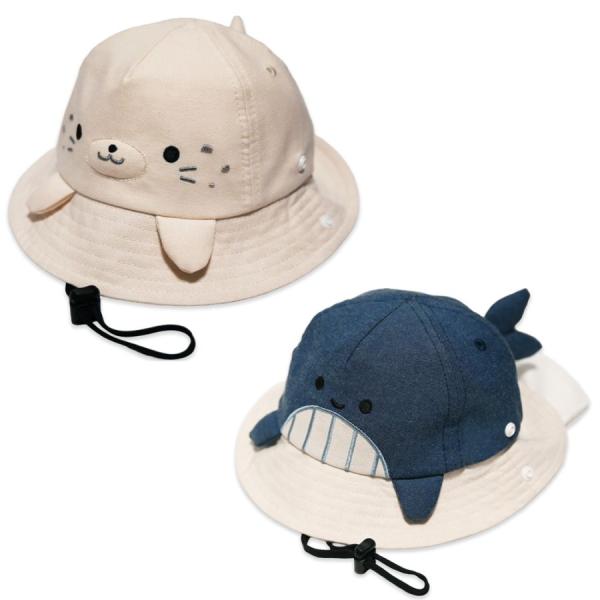 商品発送元：こども帽子屋ＨａｐｐｙＢｅａｎｓキッズ・ベビー・マタニティかわいい動物デザイン：クジラとアザラシの立体的でキュートなアニマルデザインが、お子様のお出かけをより楽しくします。2WAY仕様：両サイドのボタンでテンガロンハットにもバケ...