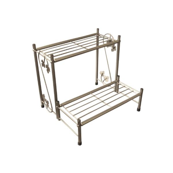 商品発送元：Gardening　園芸と土　刀川平和　本店フラワー・ガーデニング、ガーデニング、ラック・スタンド「組み立て簡単フラワースタンド」●サイズ：幅約45.5cm・奥行き約40cm・高さ約40.5cm棚奥行き・・・約20cm一段目の棚...