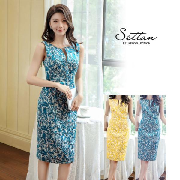 商品発送元：HotClothing　L.A.インポート＆ドレス正規販売スタッフ着用の感想普段サイズでOKファッション・ブランド、レディース・婦人服、ワンピース[SETTAN] ボタニカル柄 タイトワンピース 洗練されたボタニカル柄が特徴のタ...