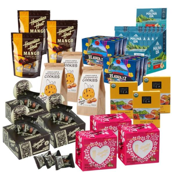 商品発送元：HIS地球旅市場配送料金別途【区分E】フード・菓子・内容、重量：1.マカダミアナッツチョコボックス 5oz×3箱2.マカダミアナッツ  塩味 お配り用パック×12袋3.ドライマンゴー チョコ×3袋4.ミックスナッツ 100ｇ×6...