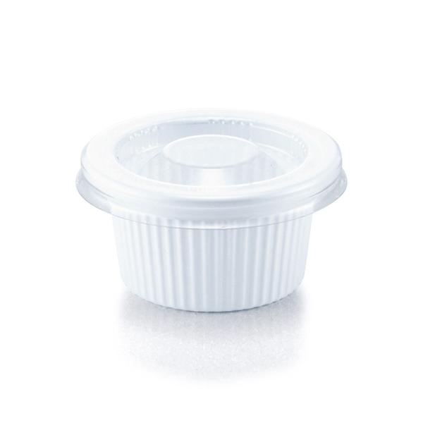 商品発送元：伊藤景マーケット生活・インテリア・文具ドレッシングやソース入れに最適です。○商品サイズ(mm)：43φ×23H　○容量：15ml　○材質　本体：HIPS、蓋：A-PET　○数量：50枚※本体と蓋のセット販売です