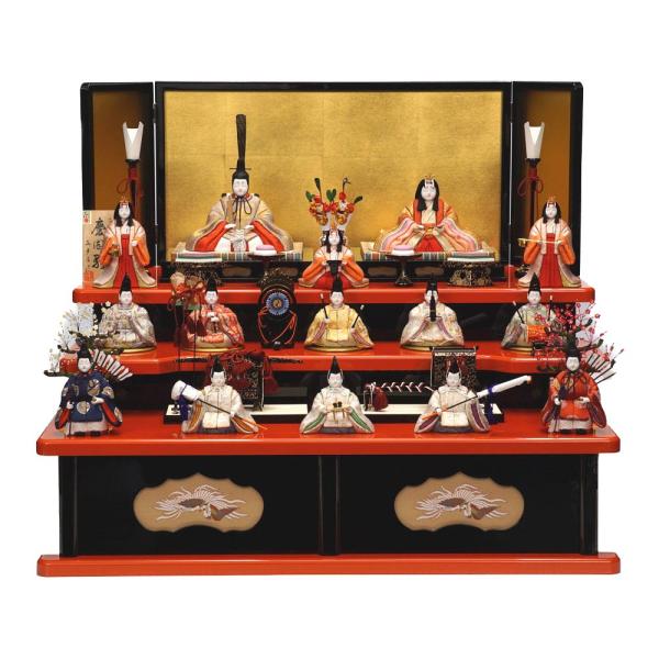 商品発送元：創業慶応元年-雛人形・五月人形の専門店-人形の岩崎幅78×奥行70×高さ65(cm)おもちゃ・ホビー・ゲーム、おもちゃ、人形・ぬいぐるみ【製作】真多呂【規格】慶園雛【仕様】桐塑造り、胡粉塗【装飾】朱塗飾り台、金箔押屏風、燭台、紅...