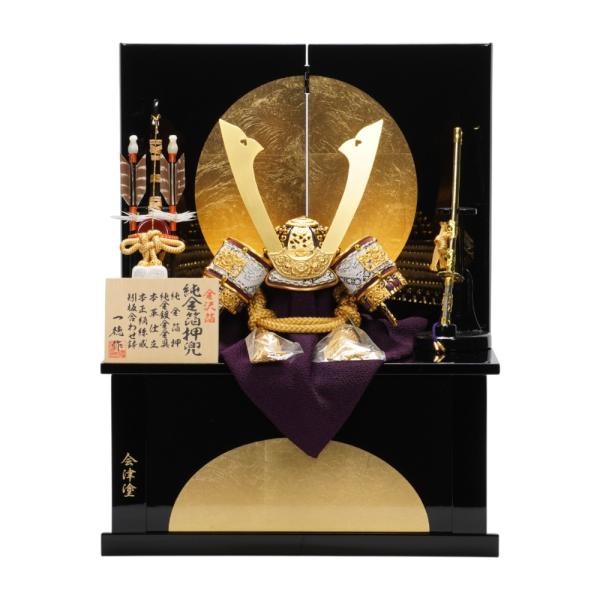 商品発送元：創業慶応元年-雛人形・五月人形の専門店-人形の岩崎幅37×奥行27×高さ45(cm)おもちゃ・ホビー・ゲーム、おもちゃ、人形・ぬいぐるみ【製作】一徳【規格】8号【仕様】金茶糸威、純金箔押小札、純金鍍金金具、本革仕立、矧ぎ合わせ鉢...