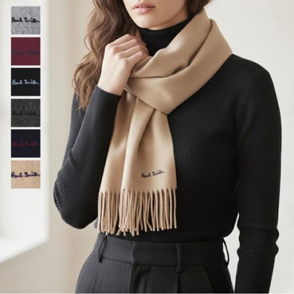 商品発送元：KOTEN SHOPバッグ・靴・小物商品についてポールスミスの刺繍が入ったラムウールマフラー。ウール100%ですが滑らかな肌触りです。普段使いにも、ビジネスシーンにもピッタリのシンプルなデザイン。スタイリングに合わせやすいカラー...
