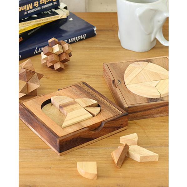 商品発送元：tesoroファッション・ブランドサイズ：≪オーバル≫幅11.5cm×奥行き13.5cm×高さ2.5cm≪ハート≫幅11cm×奥行き8.5cm×高さ2.5cm原産国：タイ素材：木製超難解、頭の体操!木のぬくもりが懐かしいパズル。...