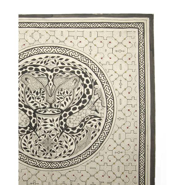 商品発送元：tesoroファッション・ブランド、カジュアル【商品説明】ペルーのアマゾン先住民シピボ族の伝統工芸である泥染めの布　下書きなしで、頭の中でイメージが湧いてきた模様を泥で書いていきます。壁にかけてタペストリーとしても◎お店のインテ...