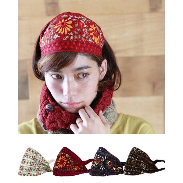 商品発送元：tesoroファッション・ブランド、レディース・婦人服サイズ：フリーサイズ原産国：インド素材：コットン100％インド、バングラディッシュの伝統的なカンタ刺繍でデザインされた細かいモチーフがかわいらしいヘアバンドです。 KANTH...