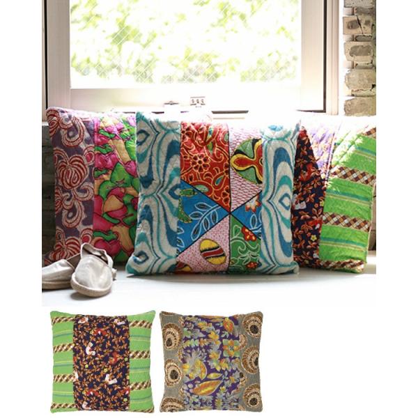 商品発送元：tesoroファッション・ブランド、レディース・婦人服《商品説明》サイズ：約45×45cm原産国：インド素材：表・裏：コットン100%中綿：ポリエステル100%   カンガ柄のキルトクッションカバー色鮮やかで大胆なデザインが魅力...