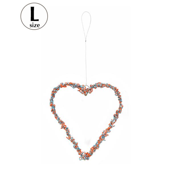 商品発送元：tesoroファッション・ブランド、レディース・婦人服《商品説明》サイズ：横18×高さ20cm 長さ36cm生産地：インド   オレンジとターコイズのプチビーズオーナメントオレンジとターコイズのプチビーズをぐるぐる飾ったハートオ...