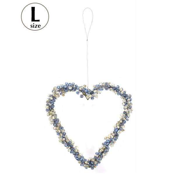 商品発送元：tesoroファッション・ブランド、レディース・婦人服《商品説明》サイズ：横20×高さ20cm 長さ36cm生産地：インド   クリアとブルーのガラスビーズオーナメントクリアとブルーのガラスビーズを沢山飾ったハートオーナメント。...