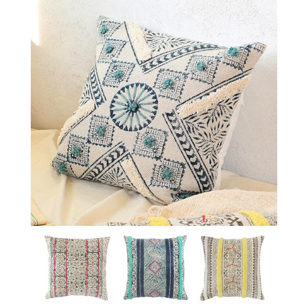 商品発送元：tesoroファッション・ブランド、レディース・婦人服《商品説明》・商品サイズ：45×45cm・生産地：インド・素材：【本体】綿100％【刺繍糸】・リトルフラワー：レーヨン・ブルーライン：綿、ウール・クロス：綿、ジュート・イエロ...