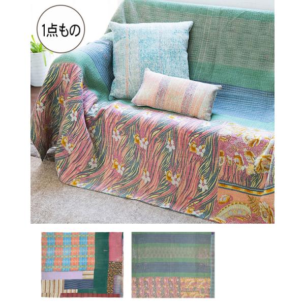 商品発送元：tesoroファッション・ブランド、レディース・婦人服《商品説明》 ・商品サイズ：130〜140×180〜200cm・生産地：インド・素材：綿100％   ヴィンテージの魅力が輝く、カンタ刺繍アイテム♪ オンリーワンデザインのカ...