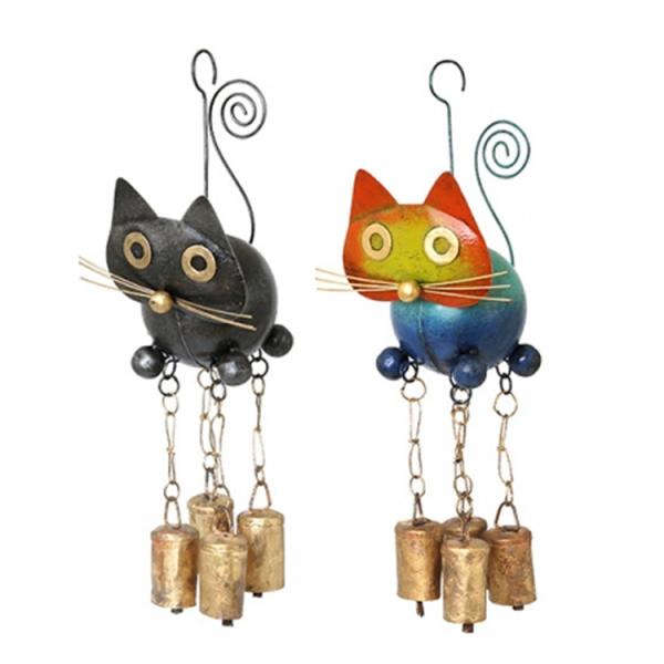 商品発送元：tesoroファッション・ブランド、レディース・婦人服サイズ：約１3×D11×TH15cm 原産国：インドネシア おとぼけ顔のネコのブリキ製のベルです。長いおヒゲとしっぽがキュート。▼ギフトラッピングはこちら