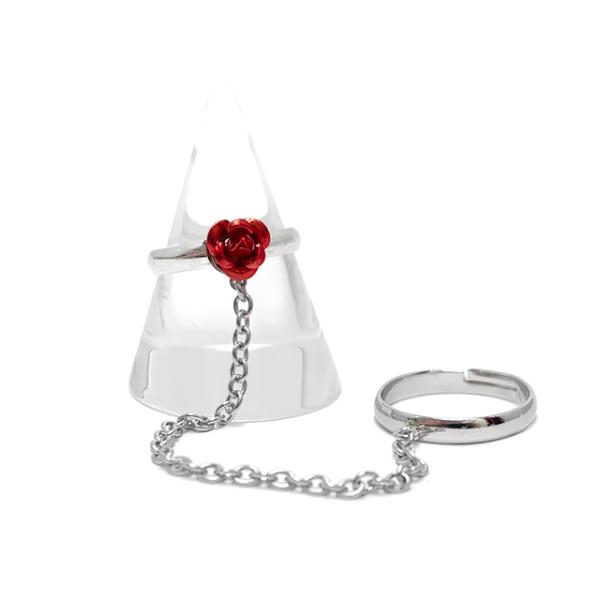 商品発送元：LISTEN FLAVORジュエリー・アクセサリー、ジュエリー・アクセサリーシンプルな小さい薔薇がついた2連のリングが珍しいデザインのリングです。ゴシック系、地雷系からフェミニンまで幅広くご利用いただけます。 ★その他のカラー★...