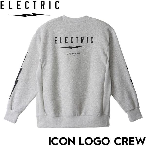商品発送元：LUG Lowrs ラグロワーズ ファッション・ブランド、カジュアル、メンズカジュアルウェアELECTRICのトレーナー。「 ICON LOGO CREW 」E24FU07定番ロゴのバックプリントデザイン。左胸にボルトロゴのプリ...