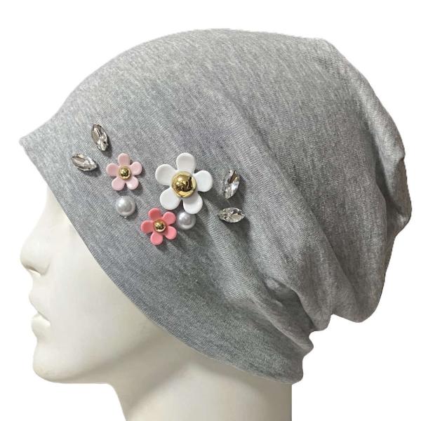 商品発送元：Malliah 【マリア】バッグ・靴・小物、雑貨・小物、レディース小物（財布・スカーフ・ベルト等、帽子就寝用から外出まで、ふんわり着用できる　ラインストーン付きルースキャップ♪☆コットンのぬくもりとポリエステルのさらさらで地肌に...