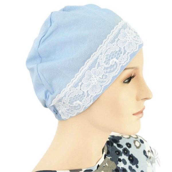 商品発送元：Malliah 【マリア】ファッション・ブランド、カジュアル、ユニセックス（男女兼用）カジュアルウェアパウダーブルーがとても爽やかな就寝/室内用キャップ♪　抗がん剤治療中、病気による脱毛、入院中の冷房・防寒対策、脱毛症、円形脱毛...