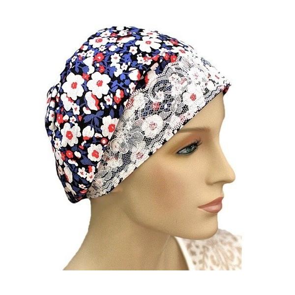 商品発送元：Malliah 【マリア】ファッション・ブランド、カジュアル、ユニセックス（男女兼用）カジュアルウェア涼しげで明るい花柄就寝/室内用キャップ♪　抗がん剤治療中、病気による脱毛、入院中の冷房・防寒対策、脱毛症、円形脱毛症、薄毛、火...