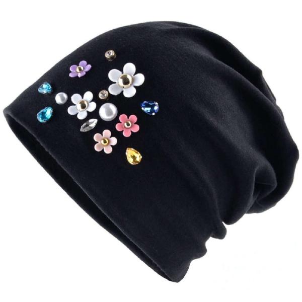 商品発送元：Malliah 【マリア】バッグ・靴・小物、雑貨・小物、レディース小物（財布・スカーフ・ベルト等、帽子就寝用から外出まで、ふんわり着用できる　ラインストーン付きルースキャップ♪☆コットンのぬくもりとポリエステルのさらさらで地肌に...