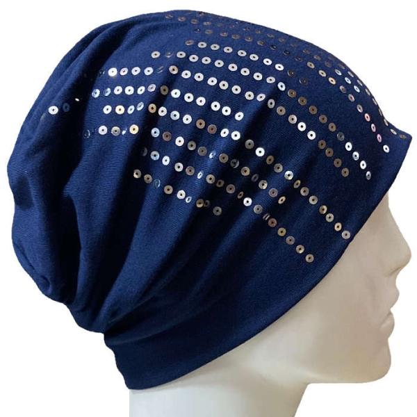 商品発送元：Malliah 【マリア】バッグ・靴・小物、雑貨・小物、レディース小物（財布・スカーフ・ベルト等、帽子就寝用から外出まで、ふんわり着用できる　シークイン付きルースキャップ♪　☆コットンのぬくもりとポリエステルのさらさらで地肌にや...