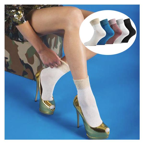 商品発送元：インポートセレクトショップ　Moda Italiaファッション・ブランド、インナーウェア・ナイトウェア、レディース、ストッキングイタリア インポート ソックス ブランド BUGIE 1092 ラメコットンソックス　5色カラー：黒...