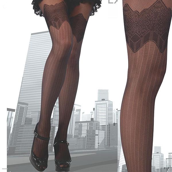 商品発送元：インポートセレクトショップ　Moda Italiaファッション・ブランド、インナーウェア・ナイトウェア、レディース、ストッキングイタリア インポート ブランド DONNA BCSIDNEY リブ柄フェイクガーターストッキングカラ...