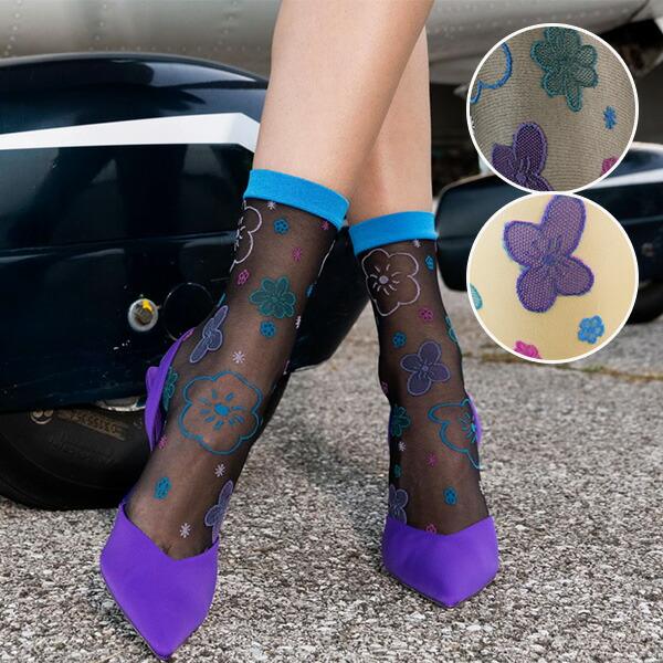 商品発送元：インポートセレクトショップ　Moda Italiaファッション・ブランド、インナーウェア・ナイトウェア、レディース、ストッキングイタリア インポート ブランド 柄ソックスTRASPARENZE CANCUN 花柄ソックスカラー：...