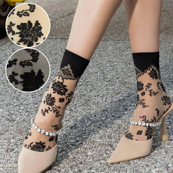 商品発送元：インポートセレクトショップ　Moda Italiaファッション・ブランド、インナーウェア・ナイトウェア、レディース、ストッキングイタリア インポート ブランド 柄ソックスTRASPARENZE CUZCO 花柄タトゥーソックスカ...