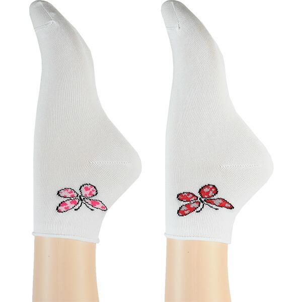 商品発送元：インポートセレクトショップ　Moda Italiaファッション・ブランド、インナーウェア・ナイトウェア、レディース、ストッキングイタリア インポート ブランド 柄ソックス SCOPRI NUT 蝶々柄コットンソックスカラー：白赤...