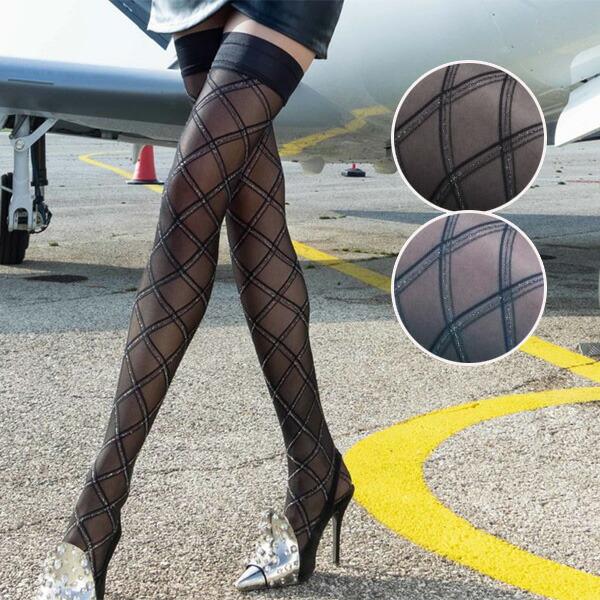 商品発送元：インポートセレクトショップ　Moda Italiaファッション・ブランド、インナーウェア・ナイトウェア、レディース、ストッキングイタリア インポート ブランド ラメ柄ガーターストッキング TRASPARENZE PHUKET チ...