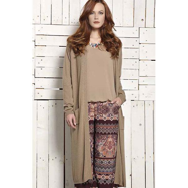 商品発送元：インポートセレクトショップ　Moda Italiaファッション・ブランド、レディース・婦人服、ニット・セーターイタリア インポート ブランド ANNA PRANDI マキシ丈カーディガン　ベージュロング丈が着こなしポイントのカー...