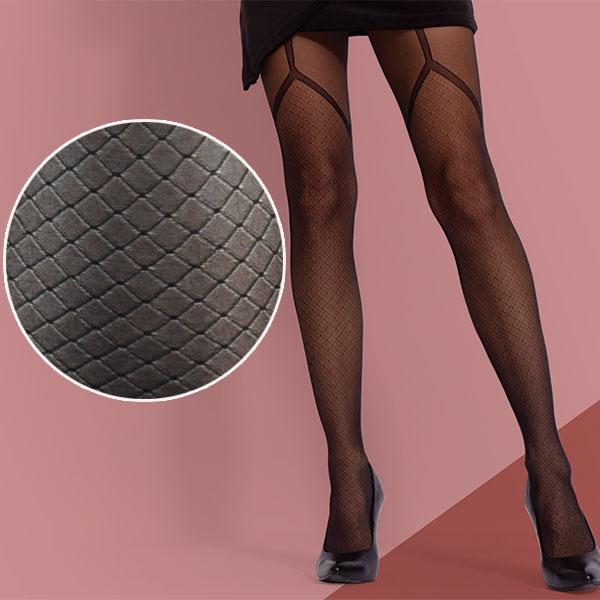 商品発送元：インポートセレクトショップ　Moda Italiaファッション・ブランド、インナーウェア・ナイトウェア、レディース、ストッキングイタリア インポート ブランド 柄ストッキング BC DONNA ILARY フェイクガーターダイヤ...