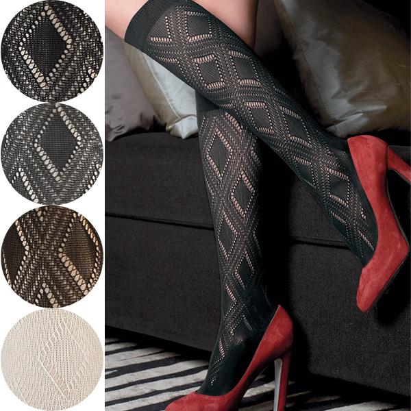 商品発送元：インポートセレクトショップ　Moda Italiaファッション・ブランド、インナーウェア・ナイトウェア、レディース、ストッキングイタリア インポート ブランド 柄ニーハイタイツ TRASPARENZE LONDRA ダイヤ柄網ニ...