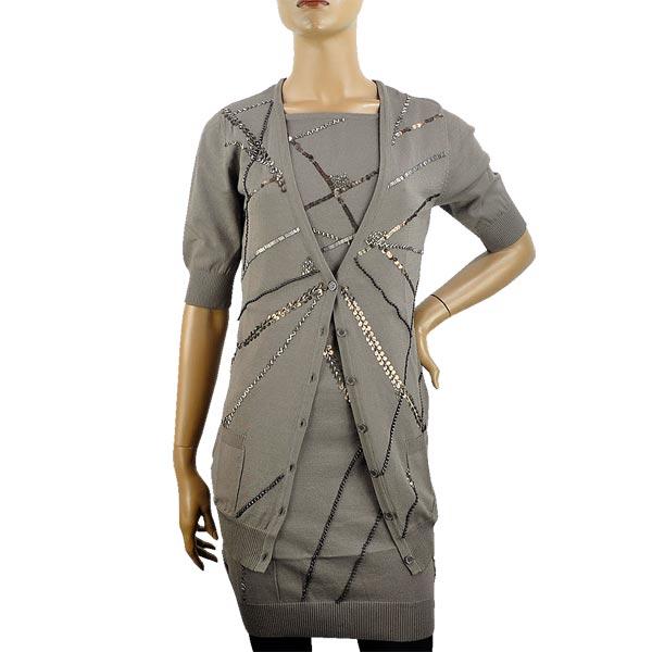 商品発送元：インポートセレクトショップ　Moda Italiaファッション・ブランド、レディース・婦人服、ニット・セーターイタリア インポート ブランド ELEONORA AMADEIビーズ刺繍カーディガン　ブラウン※コーディネートのワンピ...