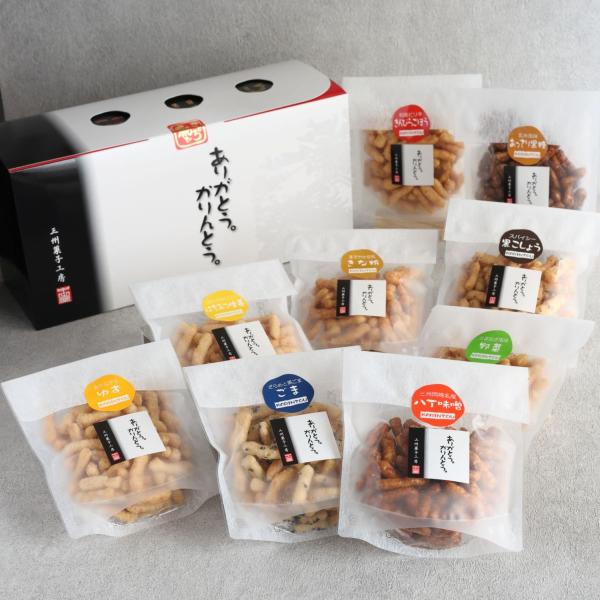 商品発送元：三州菓子工房　中田屋フード・菓子「ありがとうの贈りもの」かりんとう９種入りのセットとなります。かりんとうで感謝の気持ちをお伝えするお手伝いを致します。家族やお世話になった人達へ贈りやすいセットとなってます。内容・八丁味噌かりんと...