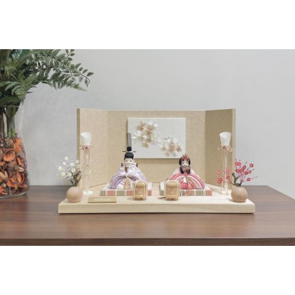 商品発送元：雛人形のminicolaみにこらキッズ・ベビー・マタニティ、キッズ、年中行事商品詳細 小さな木目込み親王飾り雛人形。rico梨花（りんか）淡い紫と淡いピンクの生地に、おそろいの大きな桜模様のお着物を着たお雛様です。シンプルな白木...