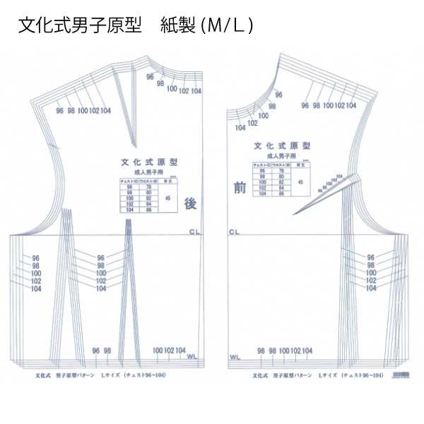 商品発送元：三友教材オンラインショップ　おさいほう屋生活・インテリア・文具、文具、製図用品文化式男子原型パターン紙製(Ｍ/Ｌ) 品番：10058-59入数：1サイズ：Ｍ/Ｌサイズ用途：原型製図用JAN ：1410938２枚組のパターン紙(型...