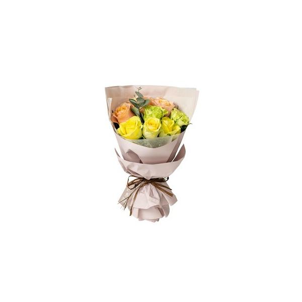 商品発送元：逸品 おとりよせお任せバラ（オレンジ・イエロー・グリーン系）×8本／栄養剤10ml（50倍希釈タイプ）／お手入れのしおり付き※北海道・沖縄および一部遠隔地・離島などお届けできない地域がございます。フード・菓子内容：お任せバラ（オ...