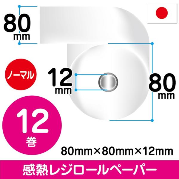 商品発送元：レジロール紙激安通販ショップ｜テンポス情報館生活・インテリア・文具、業務用品・サービス【感熱レジロール紙　80×80φ×12　ノーマルタイプ　12巻】NEC製POSシステム：TWINPOSシリーズやCASIO製レジシステム：BT...