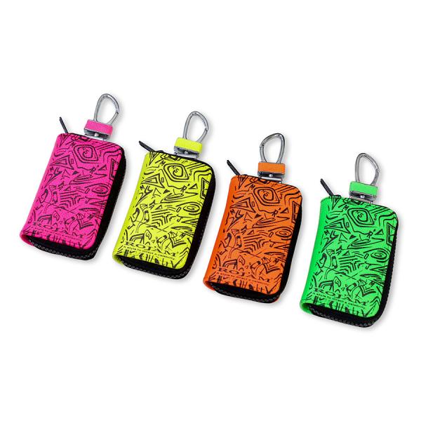 商品発送元：ROJAM ストア車・バイクカラーバリエーション：ネオンピンク/ネオンイエロー/ネオンオレンジ/ネオングリーン外径寸法：約50mm×80mm×20mm●デザイン性の高いオリジナル「ダズル」パターンを採用。●各社純正スマートキー対...