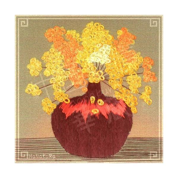 商品発送元：中国雑貨 華蔵刺繍部分11.5cm四方、枠付き、額無しおもちゃ・ホビー・ゲーム、アート・美術品・骨董品・民芸品、絵画、その他花瓶に活けた花が描かれた刺繍画です。花や花瓶を、絵の具ではなく糸で刺繍することにより描いています。　様々...