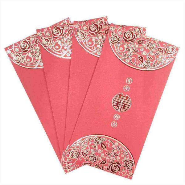 商品発送元：中国雑貨 華蔵生活・インテリア・文具、文具、ノート・紙製品「紅包(ホンバオ)」と呼ばれる、中国の祝い袋(祝儀袋)です。上下に唐草模様調のバラの花模様があり、中央に円形の「双喜」、上下に百年好合(ずっと仲良く幸せに暮らす)と書かれ...