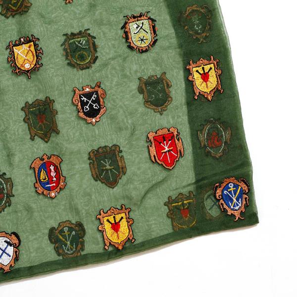 商品発送元：BINバッグ・靴・小物、バッグ、婦人用バッグMaterial: Organza &amp; handmade embroiderySize:Freediscriptionグリーンのオーガンジーバッグに、カラフルなバッチをたくさん...