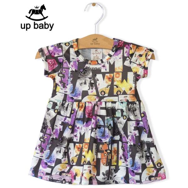 商品発送元：ブラジル直輸入ファッション・雑貨通販 SORTE Brazilキッズ・ベビー・マタニティ、ベビー、洋品洋服・帽子・水着・雨具、ワンピース【UP BABY】女の子ベビーワンピース【個性派デザイン】車＆花柄｜ダークグレー こんなの見...