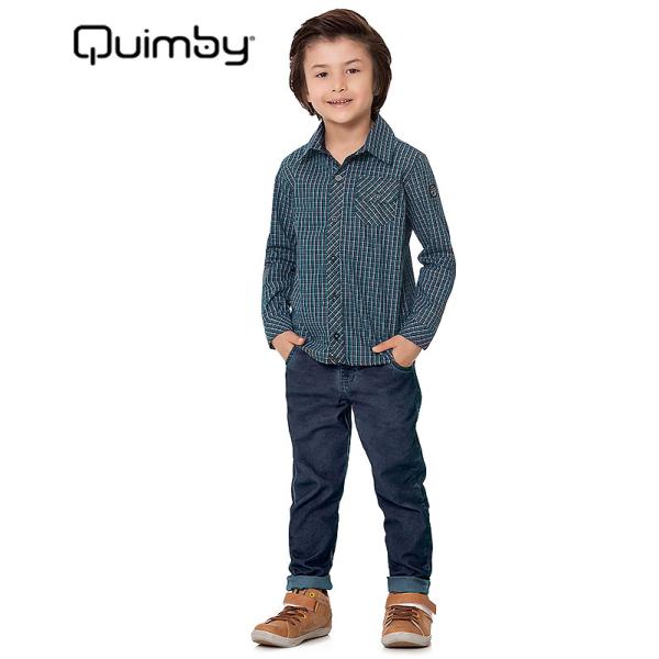 商品発送元：ブラジル直輸入ファッション・雑貨通販 SORTE Brazilキッズ・ベビー・マタニティ、キッズ、洋服・帽子・水着・雨具、Tシャツ【QUIMBY】男の子長袖チェックシャツ【正統派・お出かけ着】ブルー シックでおしゃれな色合いの品...