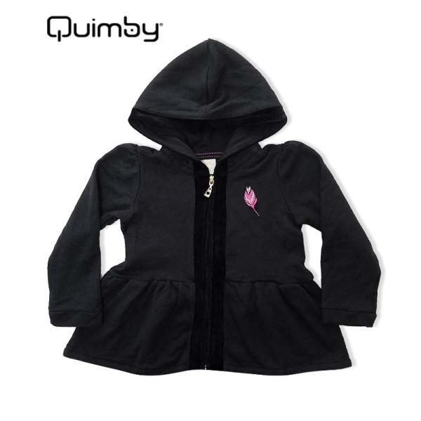 商品発送元：ブラジル直輸入ファッション・雑貨通販 SORTE Brazilキッズ・ベビー・マタニティ、キッズ、洋服・帽子・水着・雨具、Tシャツ【QUIMBY】女の子フード付きフレアーパーカー【おしゃれ・アウター】ブラック かわいいシルエット...
