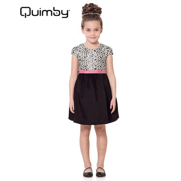 商品発送元：ブラジル直輸入ファッション・雑貨通販 SORTE Brazilキッズ・ベビー・マタニティ、キッズ、洋服・帽子・水着・雨具、ワンピース【QUIMBY】女の子プリンセスパーティードレス【ドット・リボン】ブラックマルチ ブラックとピン...